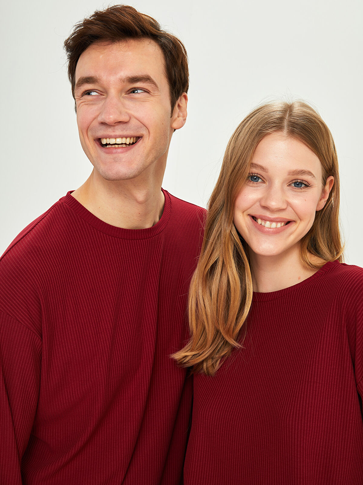 LCW BASIC Bisiklet Yaka Düz Uzun Kollu Kaşkorse Kumaş Kadın Tişört