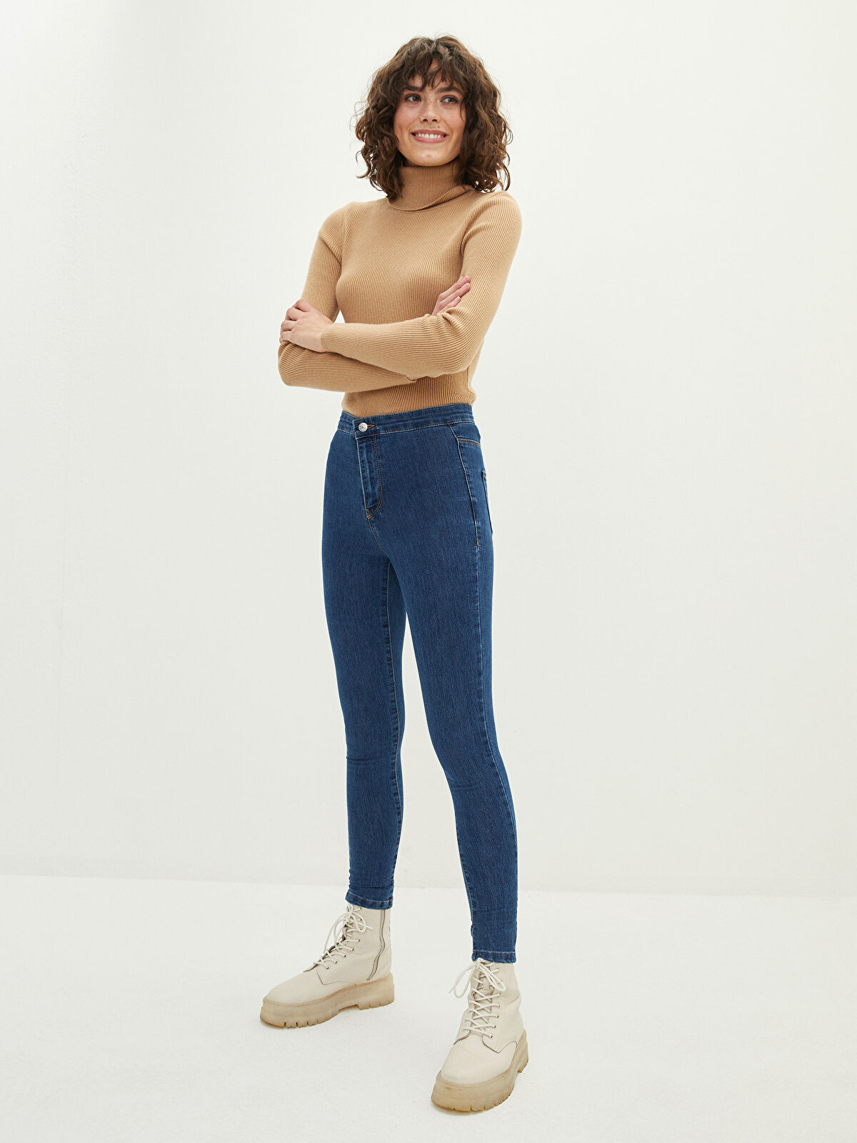 Yüksek Bel Süper Skinny Fit Rodeo Kadın Jean Pantolon