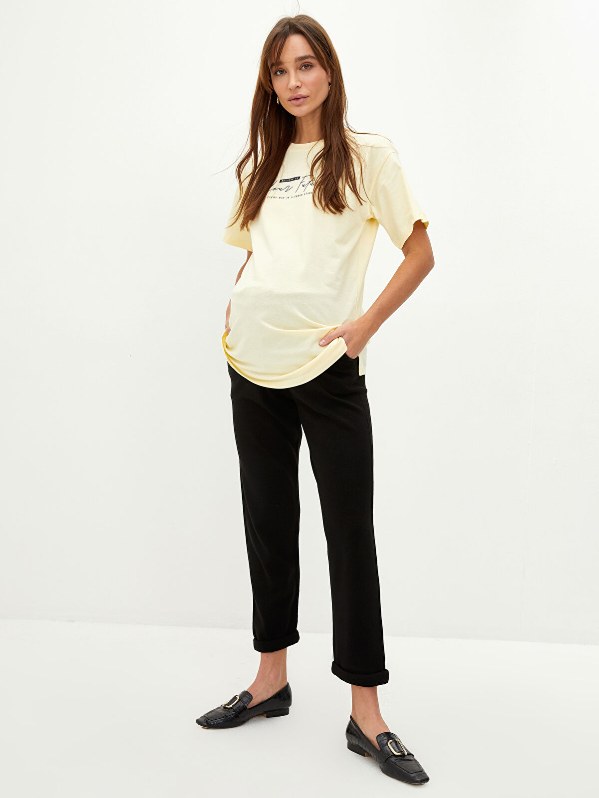 Beli Lastikli Düz Hamile Triko Pantolon