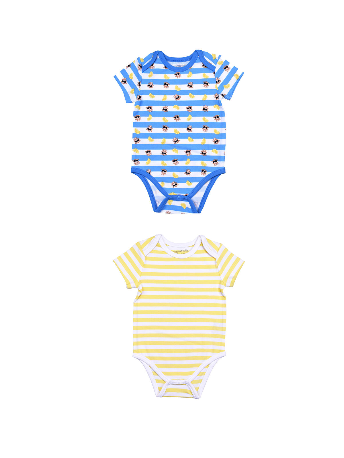 Organickid Organik Pamuklu Baskılı Çıtçıtlı Body 2'li