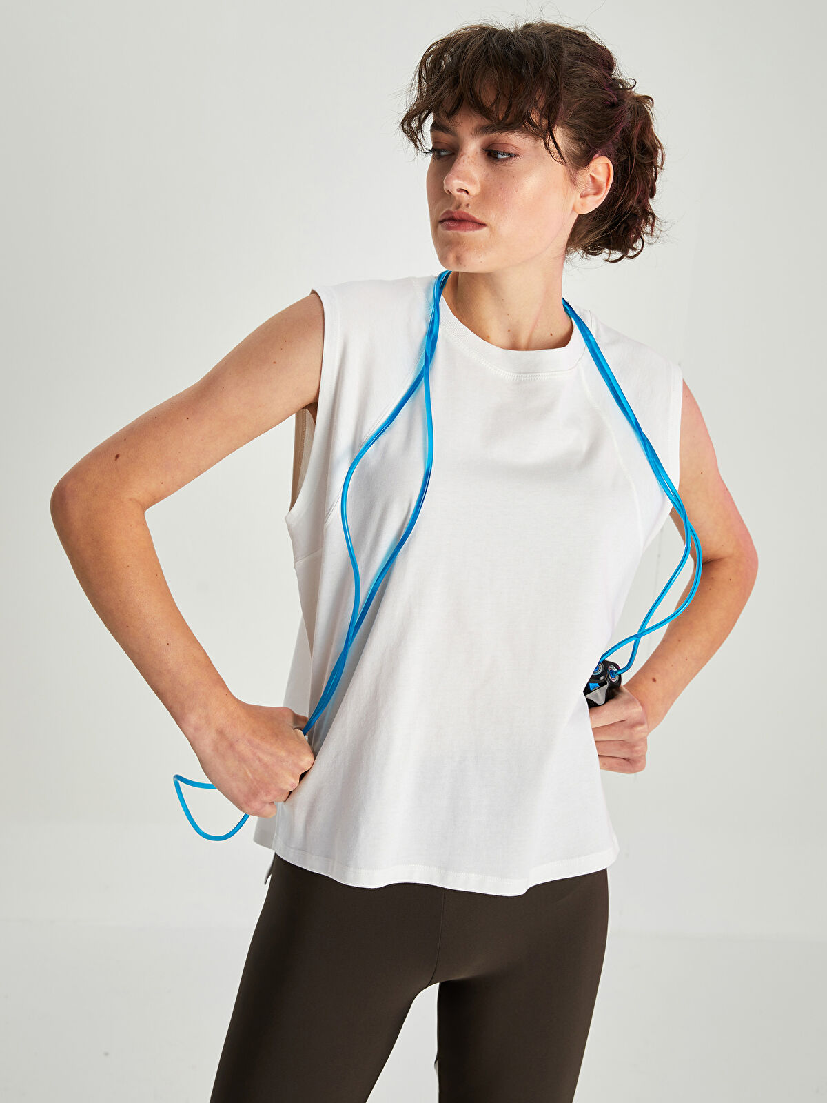 LCW ACTIVE Bisiklet Yaka Düz Pamuklu Kadın Spor Atlet