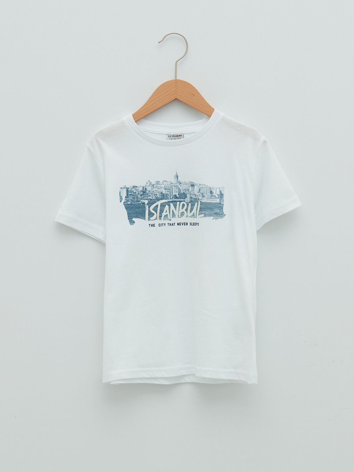 Bisiklet Yaka İstanbul Baskılı Kısa Kollu Erkek Çocuk Tişört