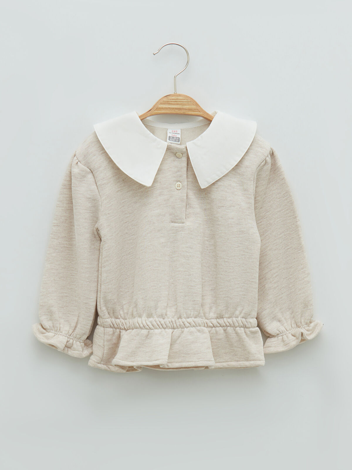 Bebe Yaka Uzun Kollu Basic Kız Bebek Sweatshirt