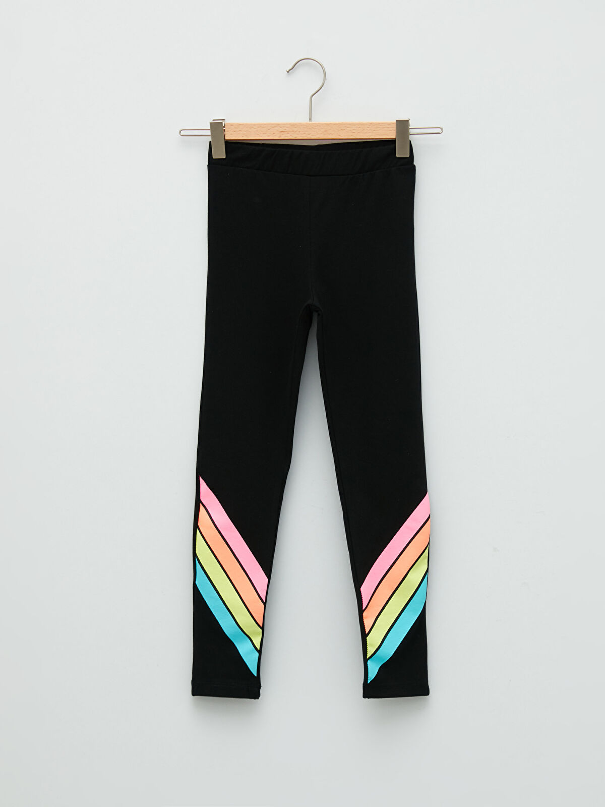 Beli Lastikli Çizgili Pamuklu Kız Çocuk Tayt