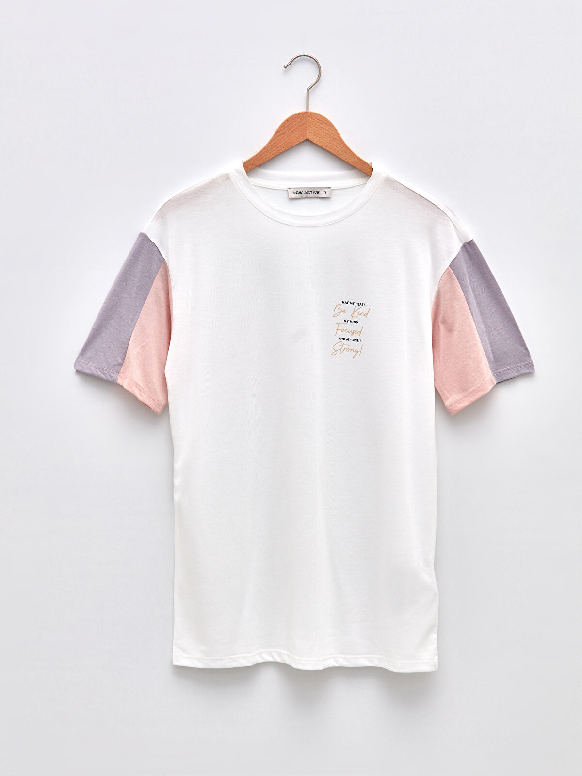 LCW ACTIVE Bisiklet Yaka Baskılı Kısa Kollu Kadın Spor Tişört