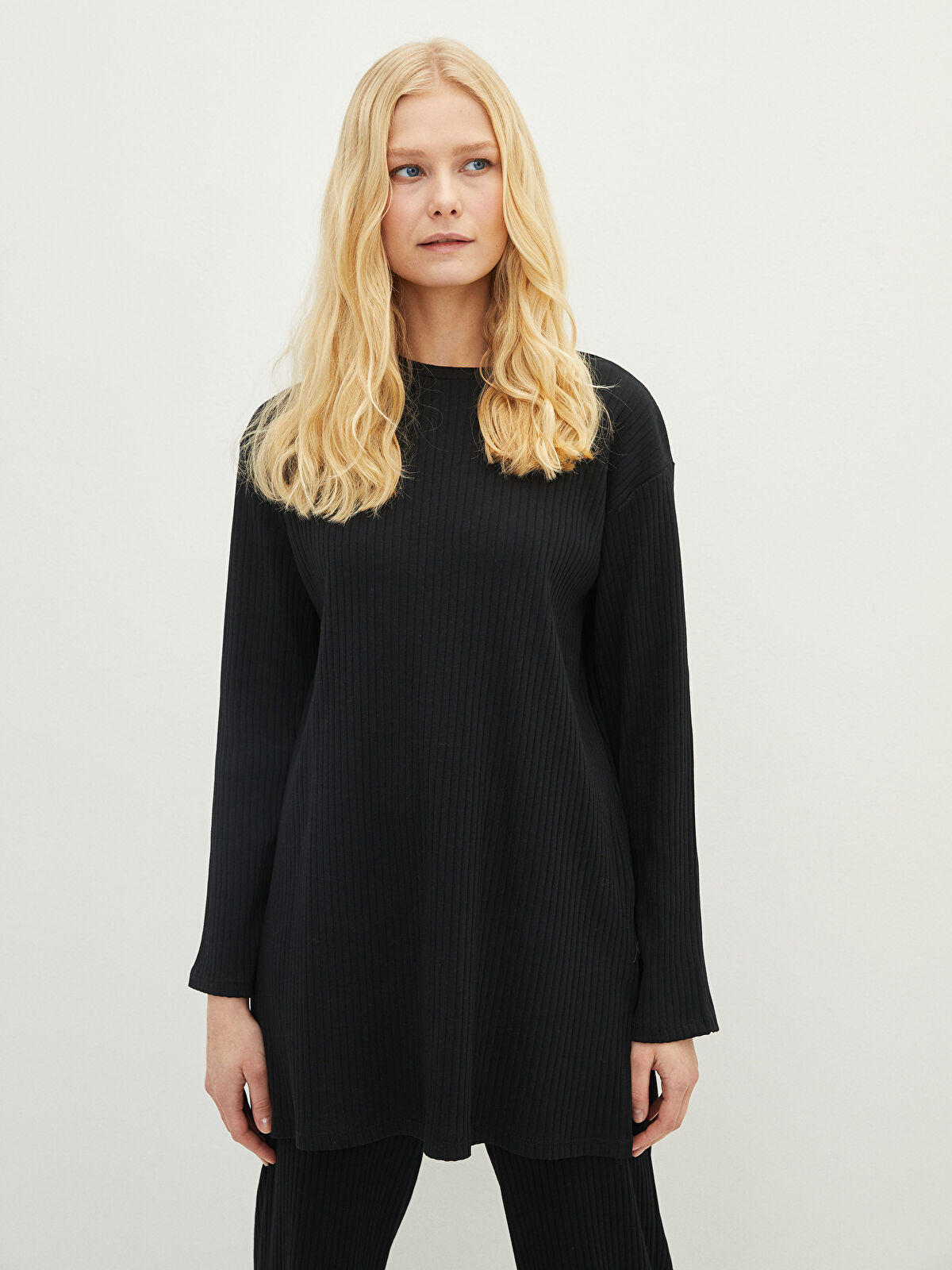 LCW BASIC Bisiklet Yaka Düz Uzun Kollu Kadın Tunik