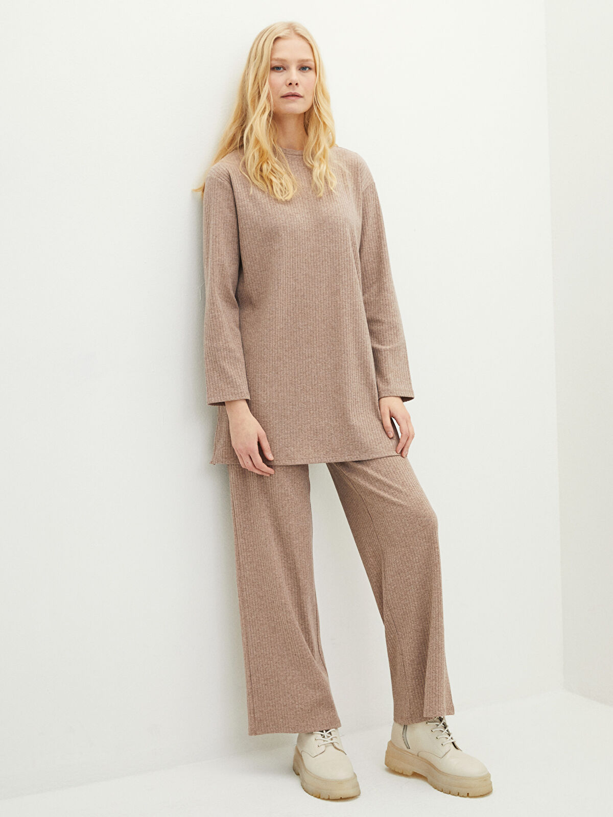 LCW BASIC Bisiklet Yaka Düz Uzun Kollu Kadın Tunik