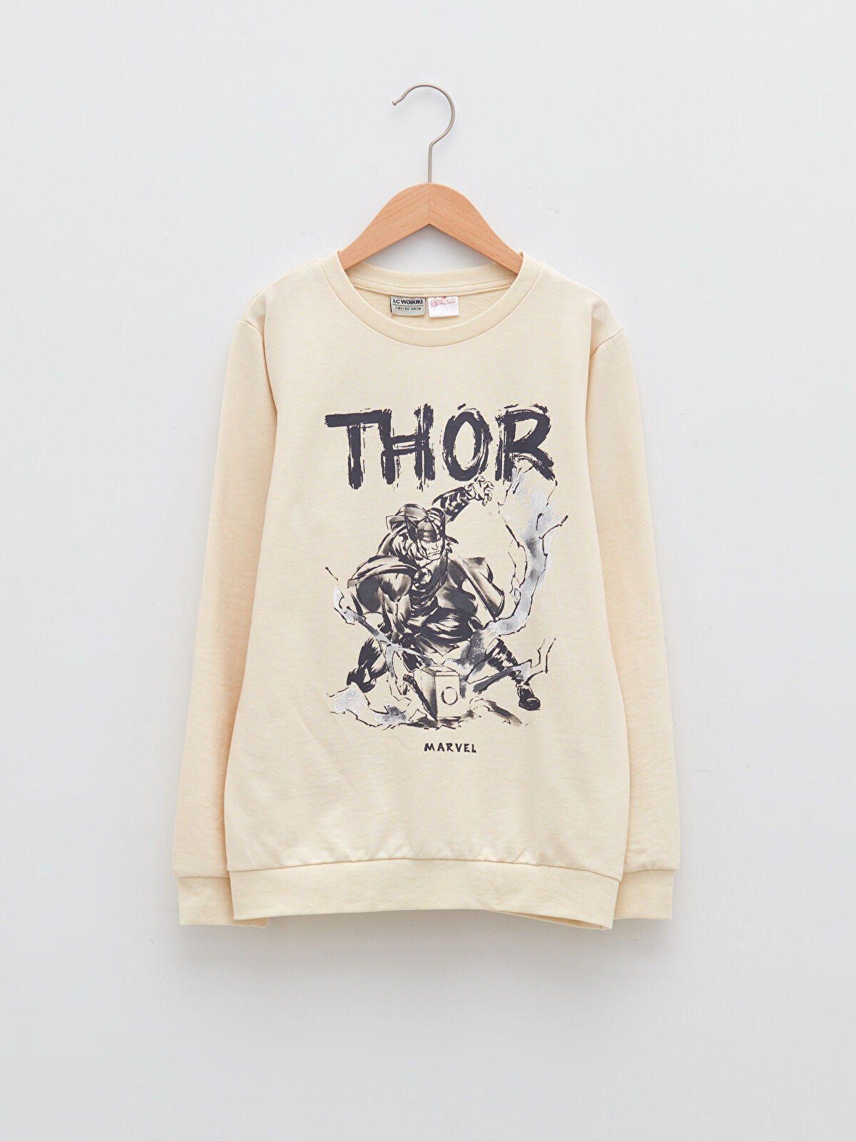 Bisiklet Yaka Thor Baskılı Uzun Kollu Erkek Çocuk Sweatshirt