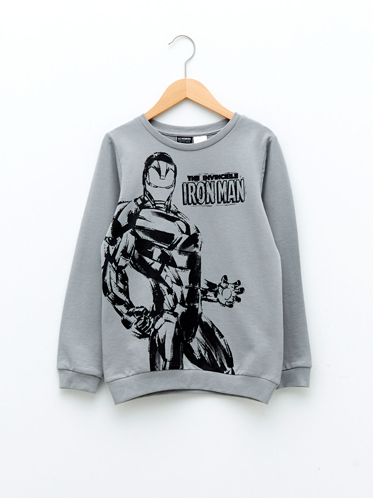 Bisiklet Yaka İron Man Baskılı Uzun Kollu Erkek Çocuk Sweatshirt