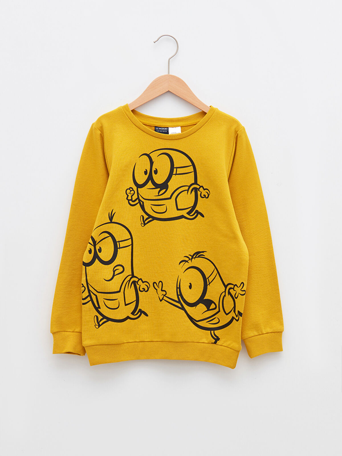 Bisiklet Yaka Minions Baskılı Uzun Kollu Erkek Çocuk Sweatshirt