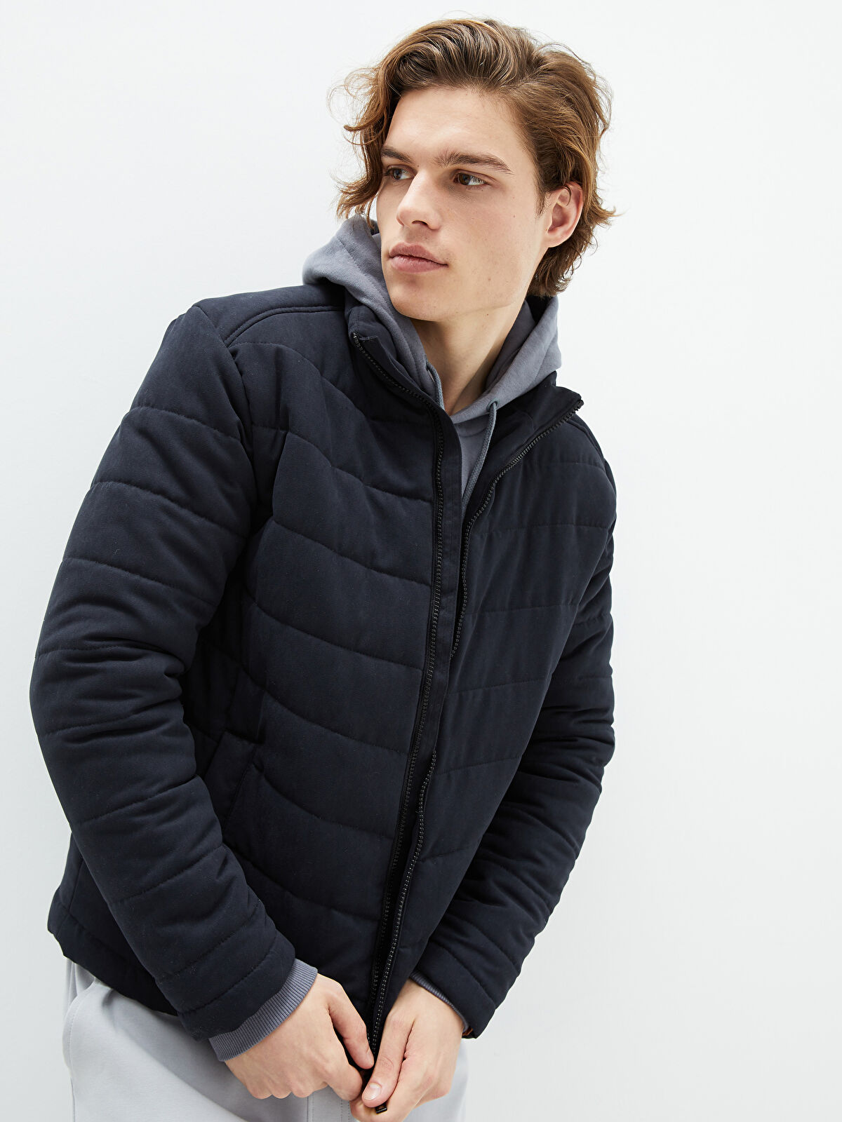 LCW CASUAL Slim Fit Dik Yaka Erkek Deri Görünümlü Mont