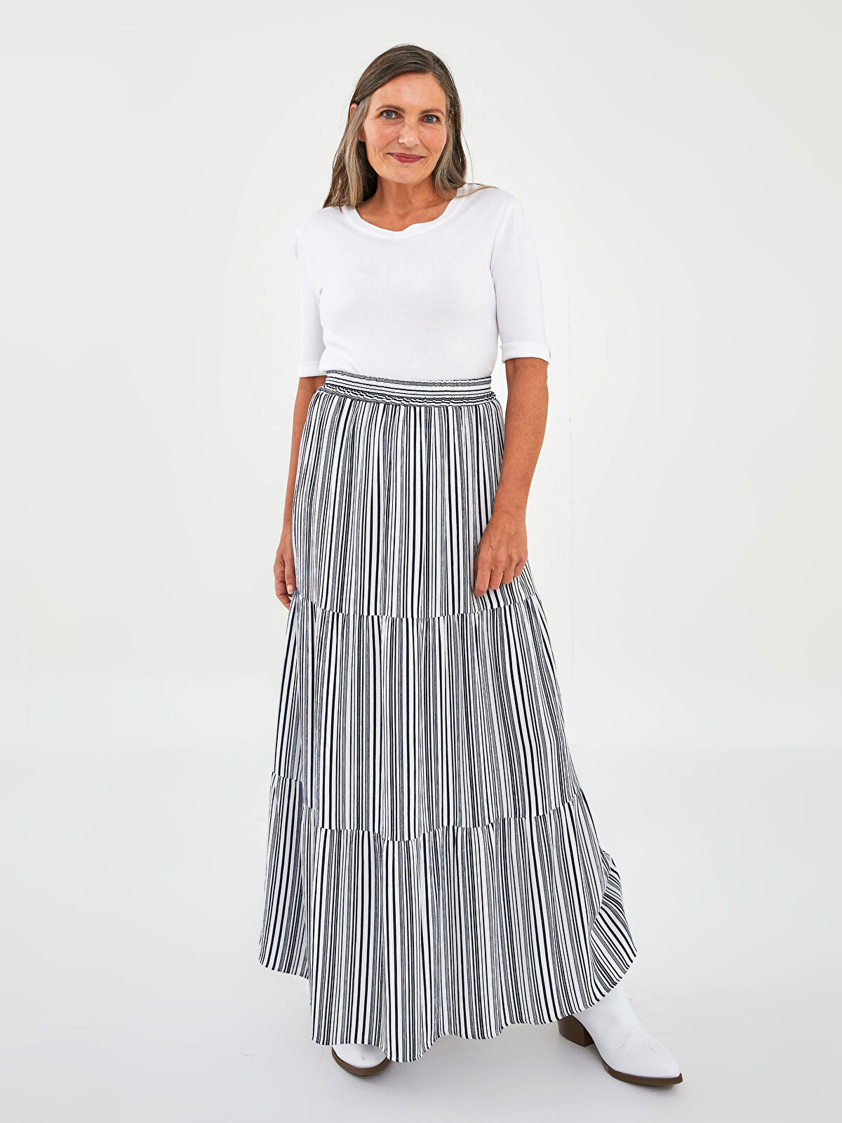 LCW GRACE Beli Lastikli Desenli A Kesim Kadın Etek