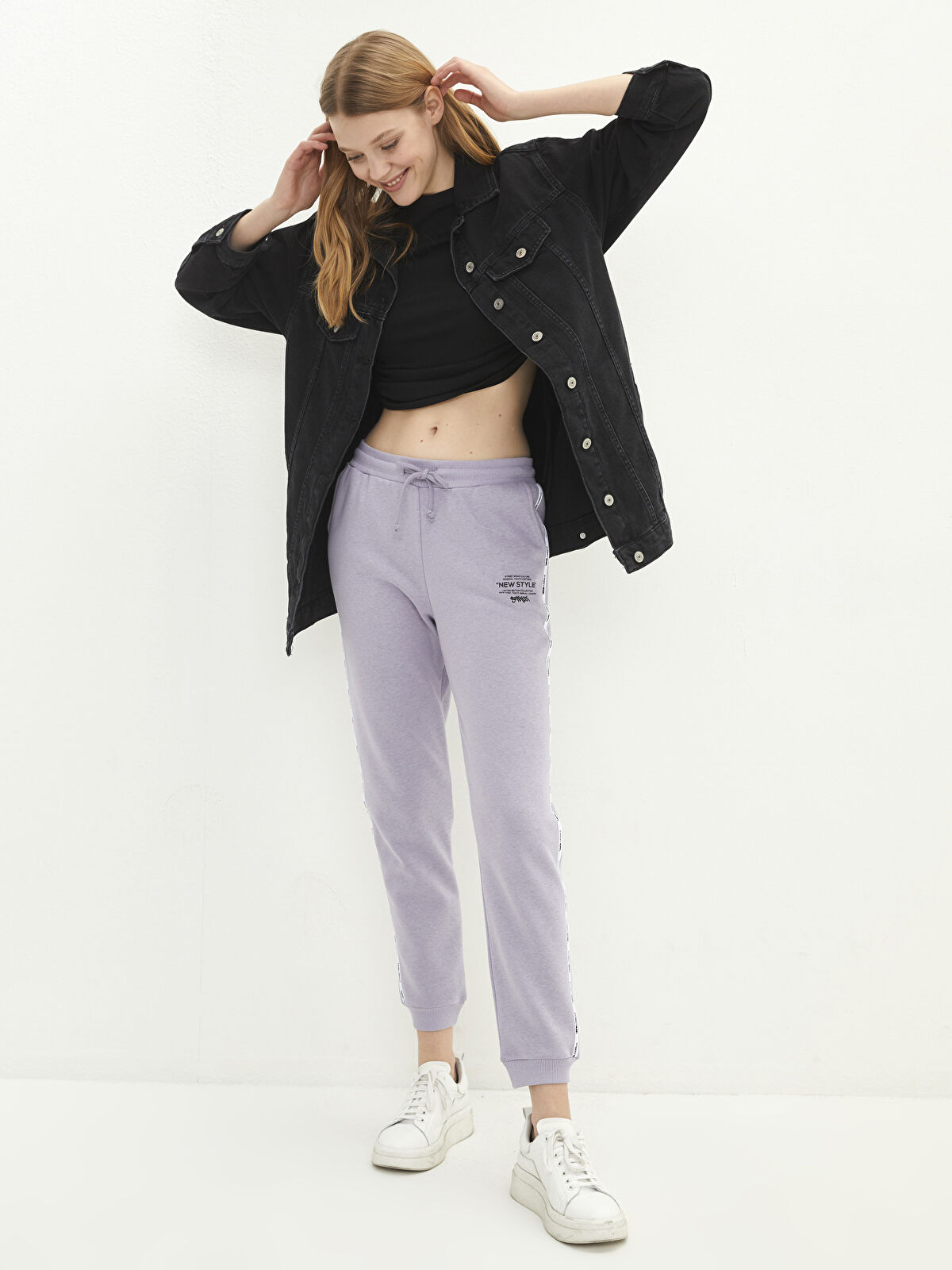 LCW CASUAL Beli Lastikli Yazı Baskılı Kadın Jogger Eşofman Altı