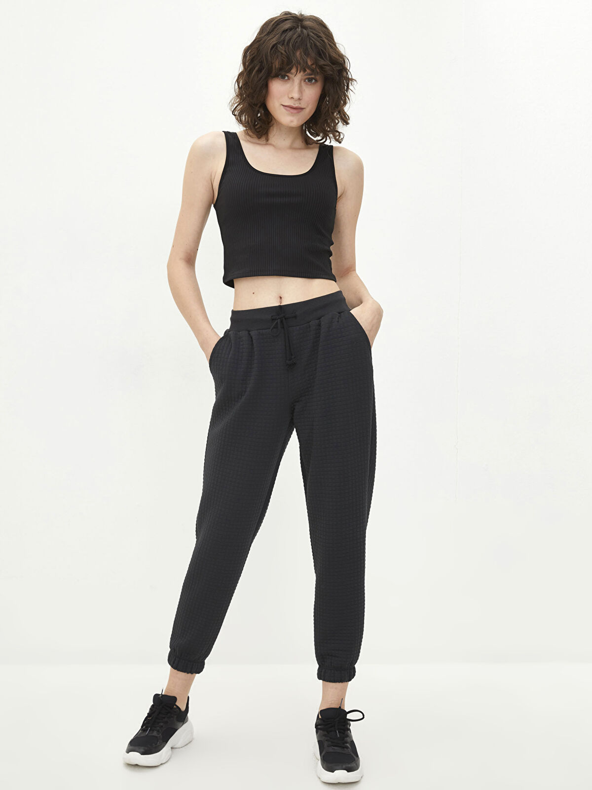 LCW CASUAL Beli Lastikli Kendinden Desenli Kadın Jogger Eşofman Altı