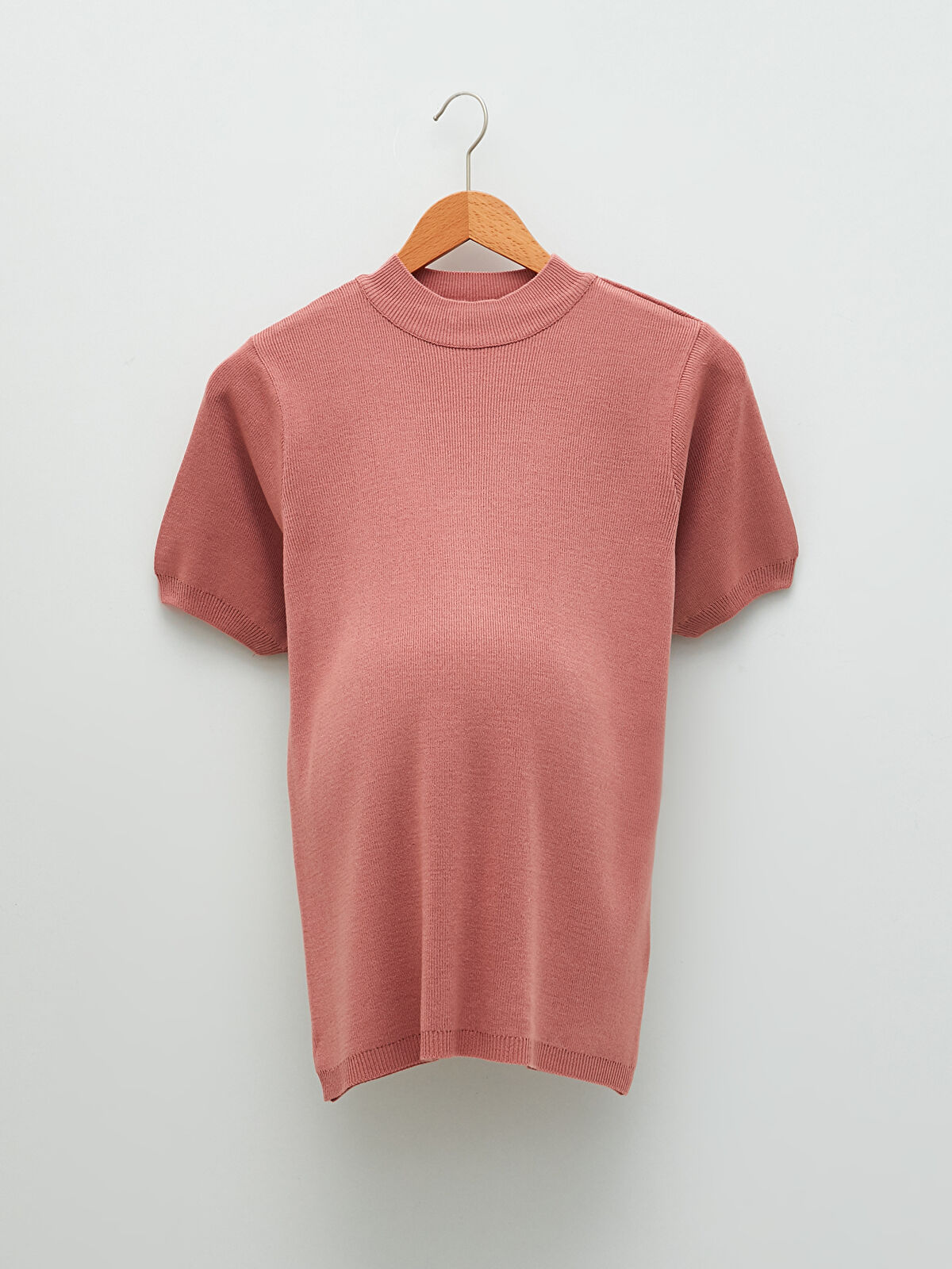 Dik Yaka Düz Kısa Kollu Hamile Triko Kazak