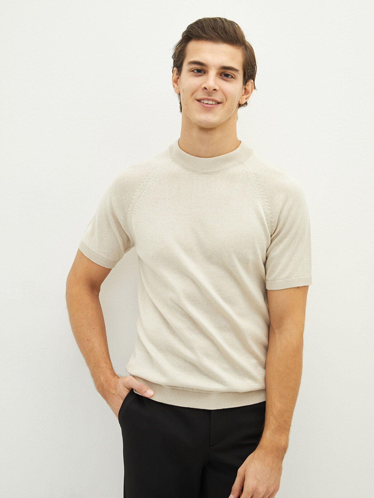 LCW VISION Yarım Balıkçı Yaka Kısa Kollu Erkek Triko Kazak