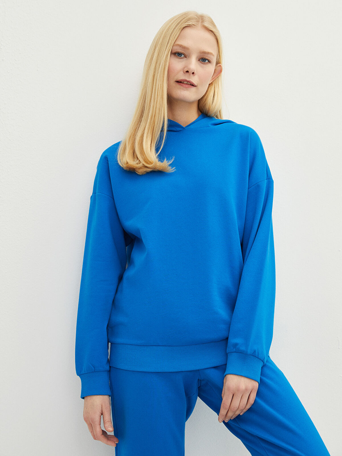 LCW GREEN Kapüşonlu Düz Uzun Kollu Kadın Sweatshirt