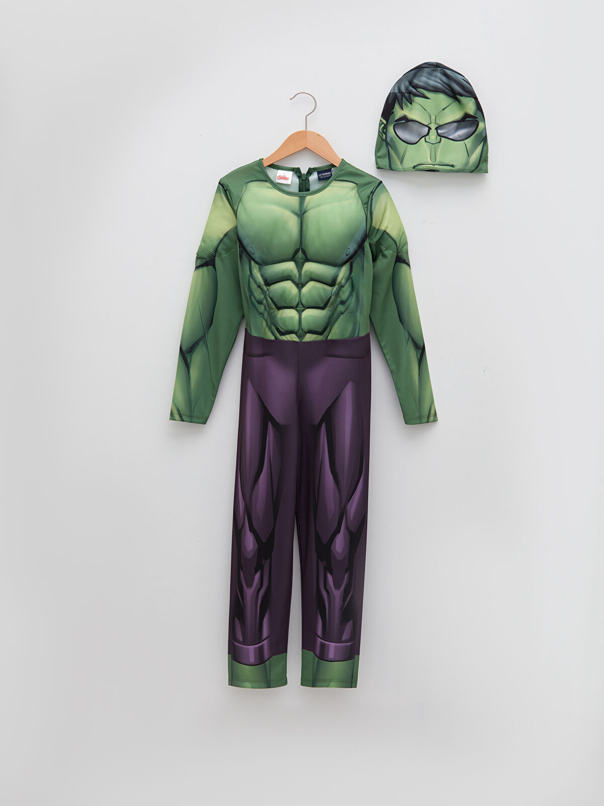 Bisiklet Yaka Uzun Kollu Erkek Çocuk Hulk Kostüm ve Maske