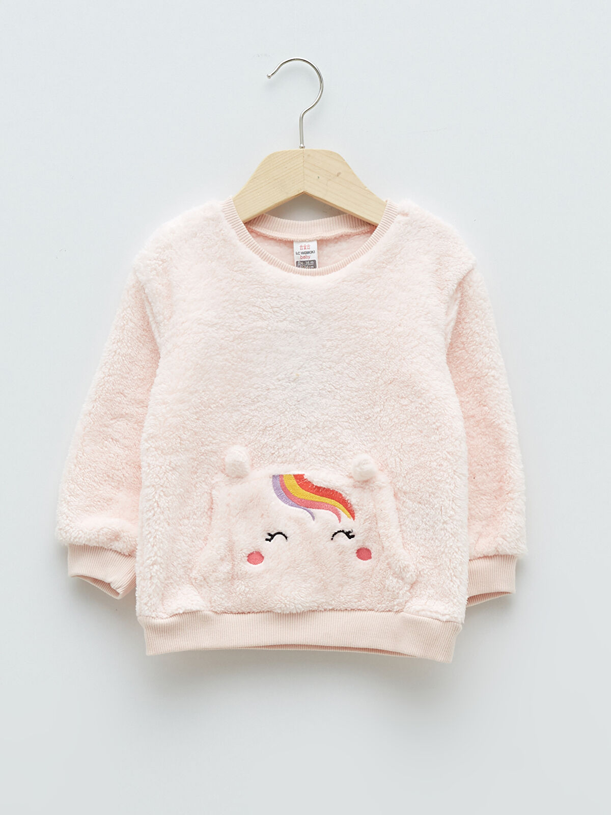 Bisiklet Yaka Uzun Kollu Nakış Detaylı Pelüş Kız Bebek Sweatshirt Bisiklet Yaka Uzun Kollu Nakış Detaylı Pelüş Kız Bebek Sweatshirt