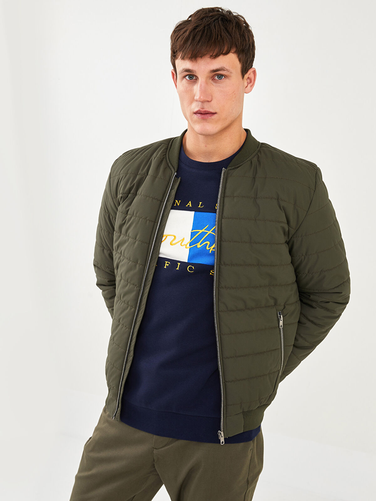 SOUTHBLUE Standart Kalıp Kolej Yaka Erkek Şişme Mont