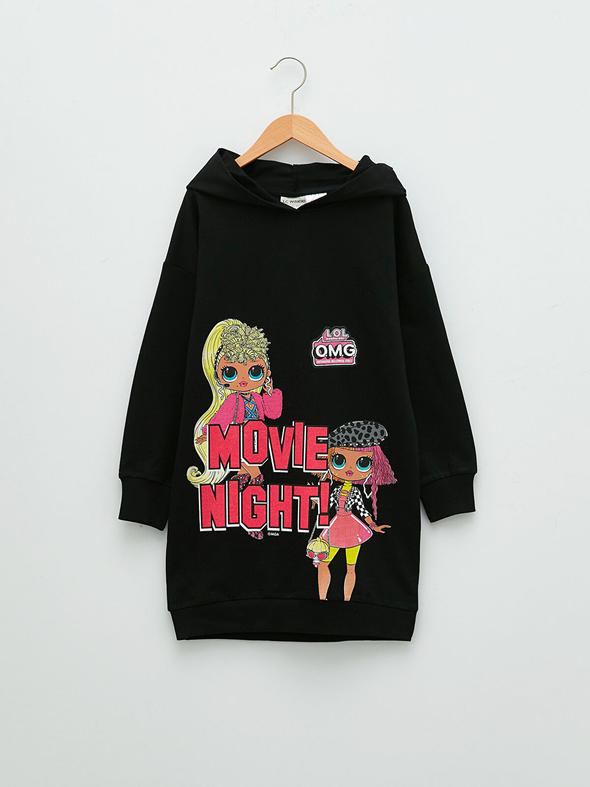 Kapüşonlu LOL Surprise OMG Lisanslı Uzun Kollu Kız Çocuk Elbise