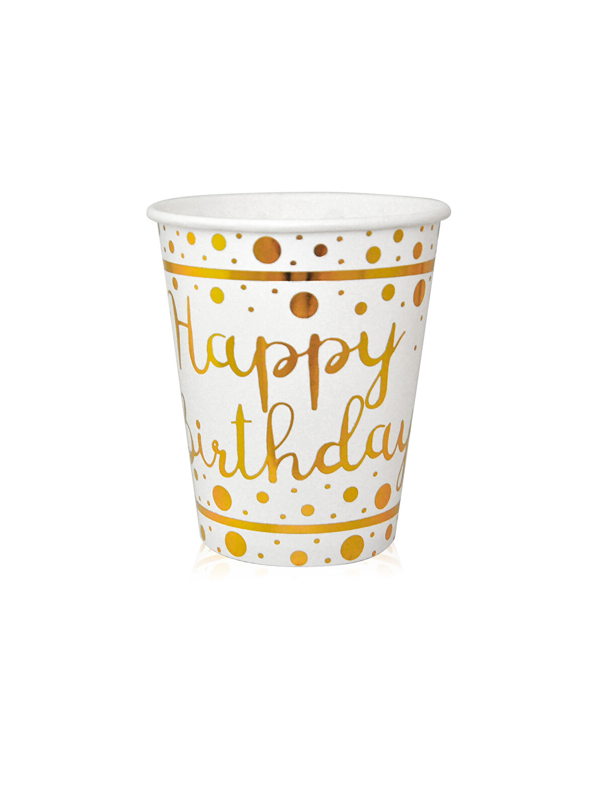 Balonevi Varak Gold Happy Birthday Baskılı Beyaz Bardak Balonevi Varak Gold Happy Birthday Baskılı Beyaz Bardak