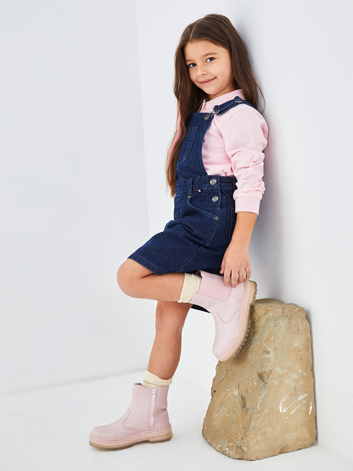 SOUTHBLUE Polo Yaka Nakış Detaylı Uzun Kollu Kız Çocuk Tişört