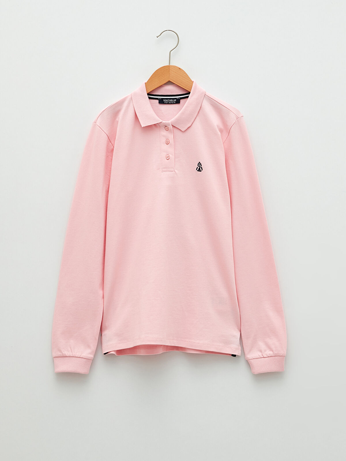 SOUTHBLUE Polo Yaka Nakış Detaylı Uzun Kollu Kız Çocuk Tişört