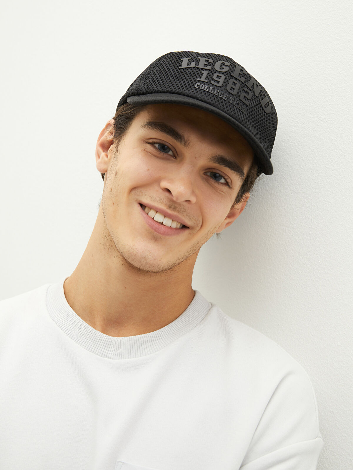 Yazı Baskılı File Detaylı Erkek Kep Şapka