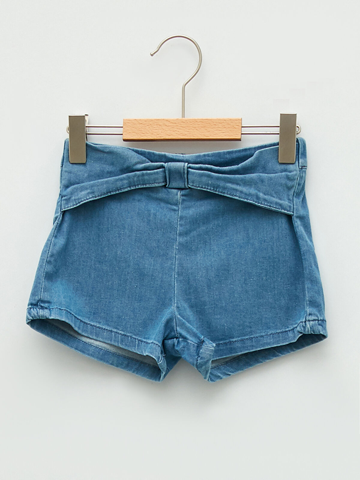 Beli Lastikli Basic Pamuklu Kız Bebek Jean Şort