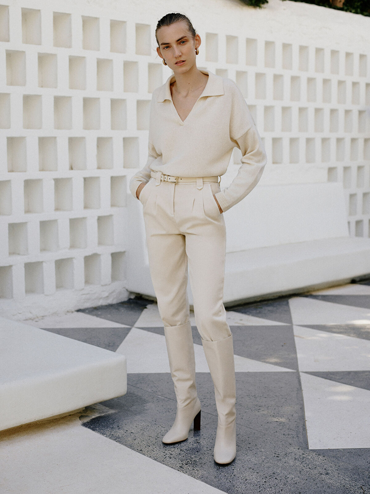 NATUVERA Yüksek Bel Standart Fit Cep Detaylı Kadın Pantolon