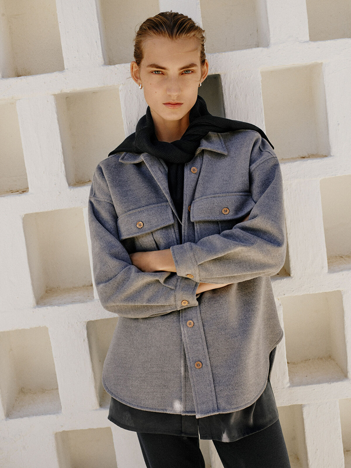 NATUVERA Gömlek Yaka Düz Uzun Kollu Cep Detaylı Kadın Gömlek Ceket NATUVERA Gömlek Yaka Düz Uzun Kollu Cep Detaylı Kadın Gömlek Ceket