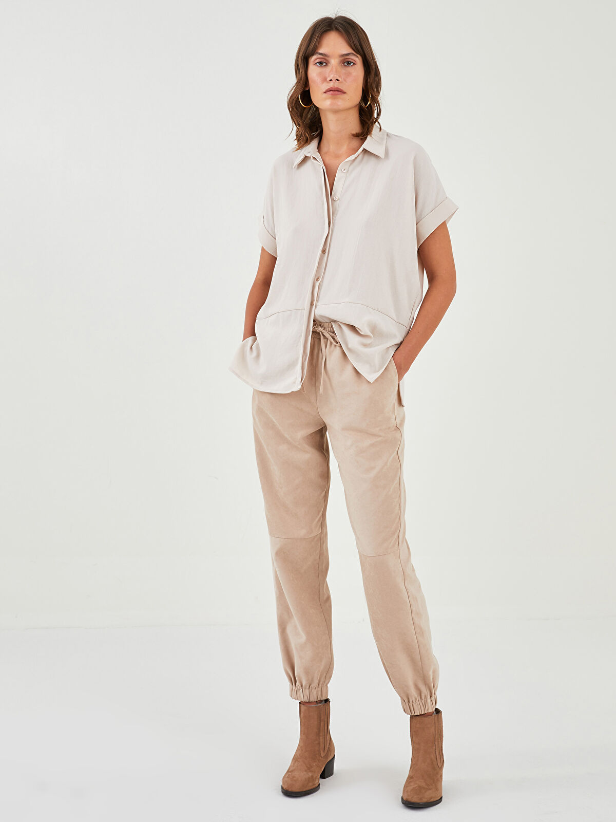 LCW BASIC Beli Lastikli Düz Cep Detaylı Kadın Jogger Pantolon