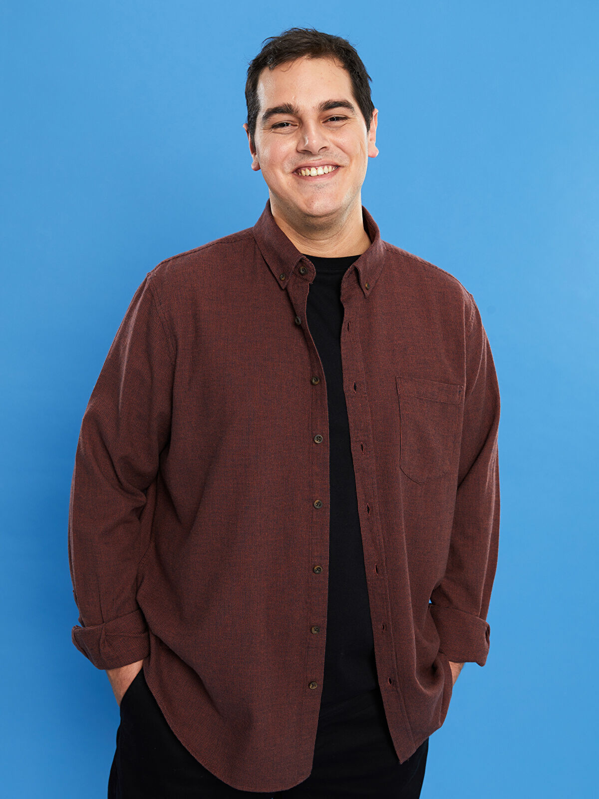 Büyük Beden Standart Kalıp Cep Detaylı Erkek Gömlek