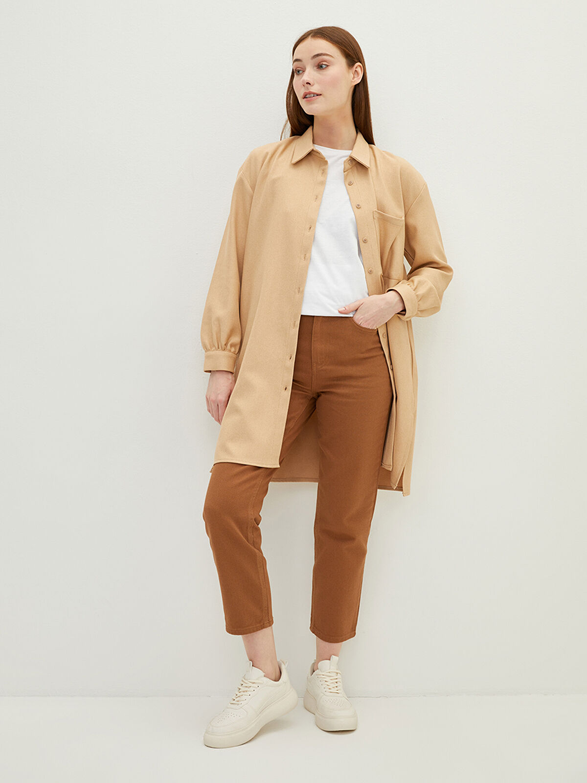 MODEST Rahat Kalıp Düz Cep Detaylı Gabardin Kumaş Kadın Pantolon