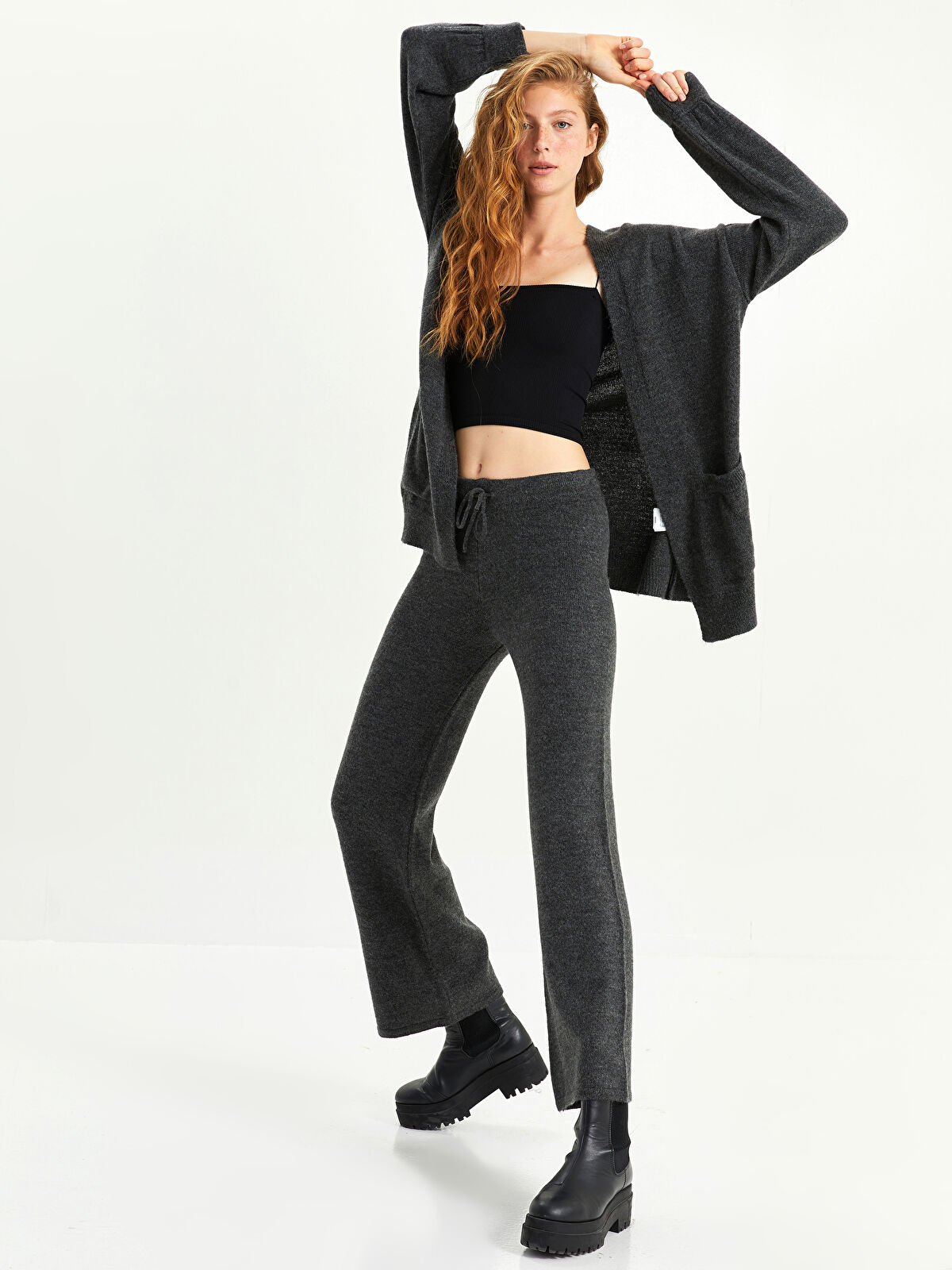 XSIDE Beli Lastikli Bağlama Detaylı Kadın Triko Pantolon