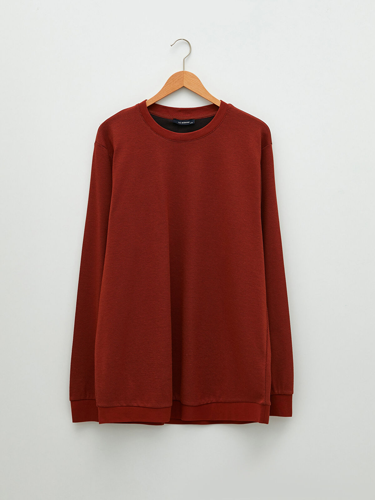 Büyük Beden Bisiklet Yaka Uzun Kollu Basic Erkek Sweatshirt