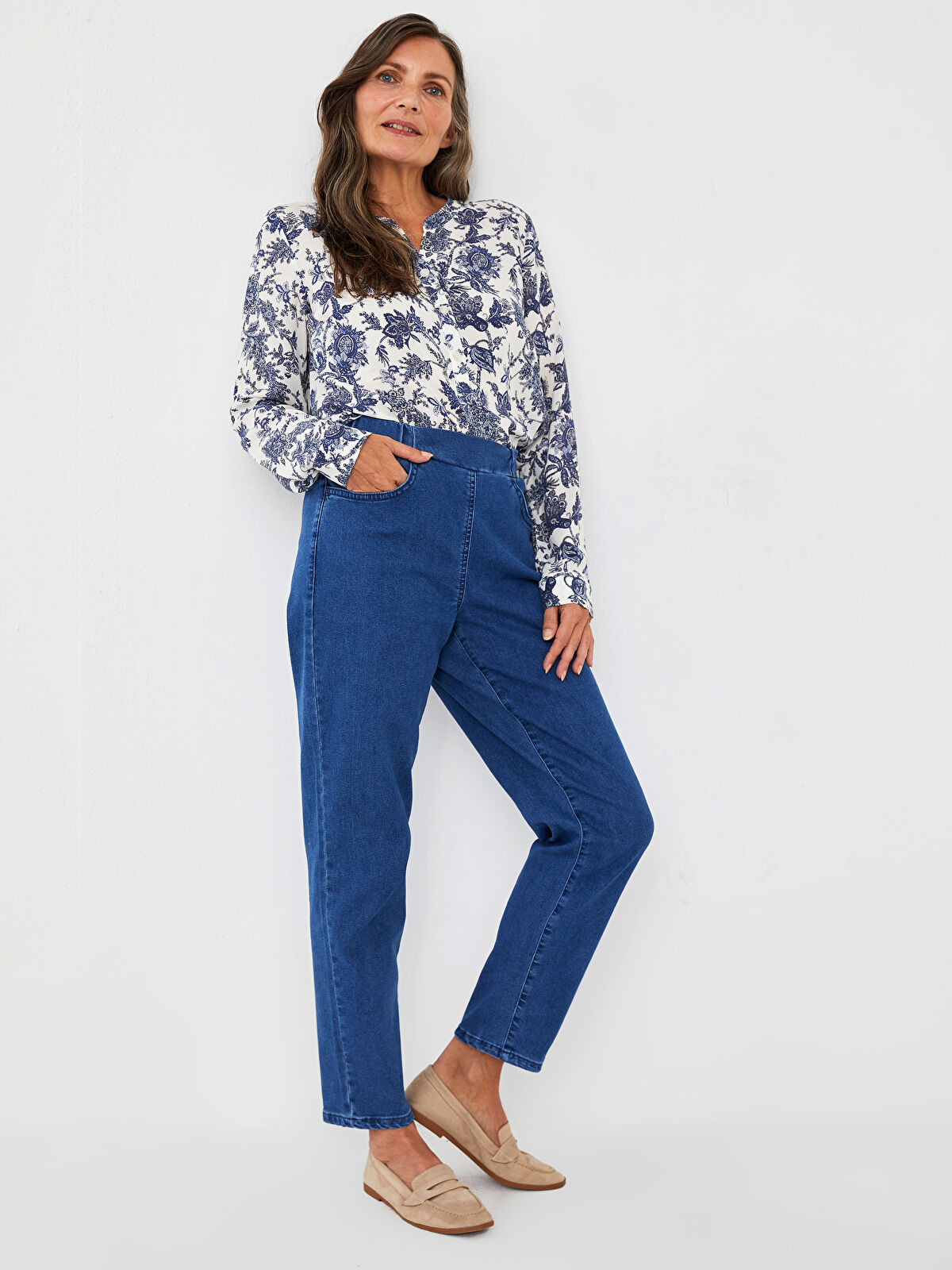 LCW GRACE Beli Lastikli Düz Cep Detaylı Kadın Jean Pantolon