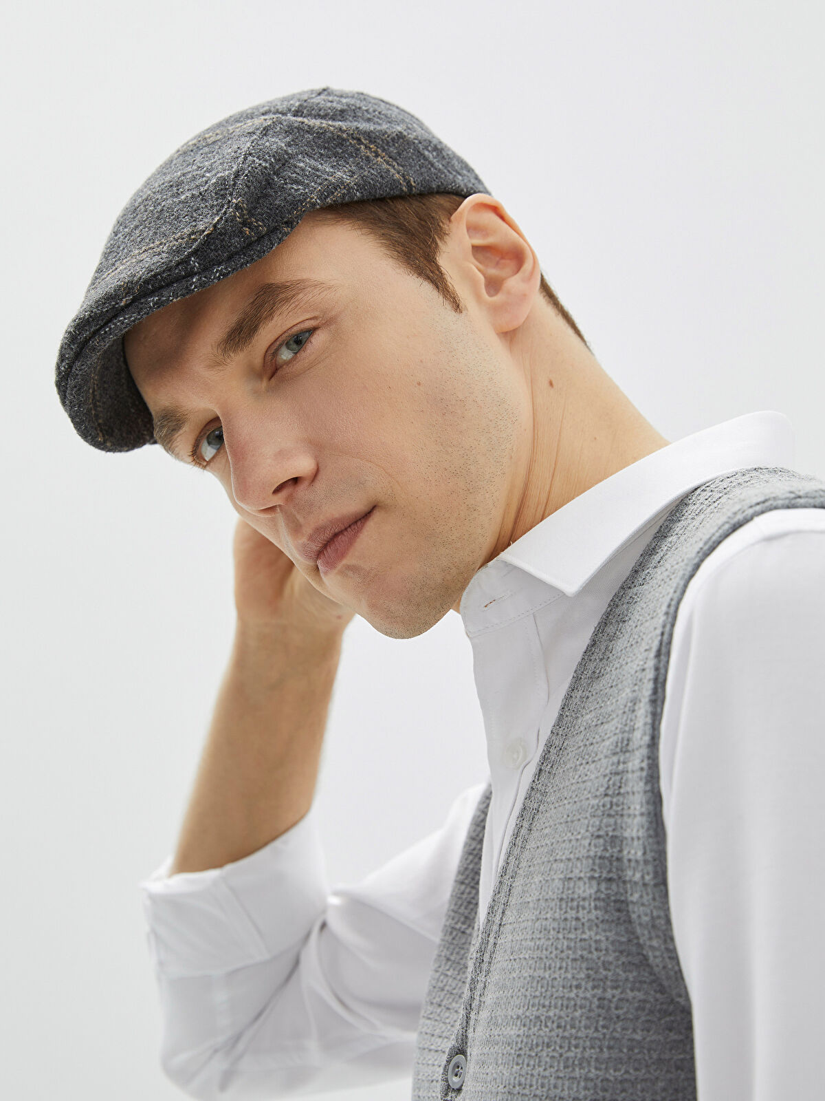 Kaşe Ekose Desenli Kasket Şapka Kaşe Ekose Desenli Kasket Şapka