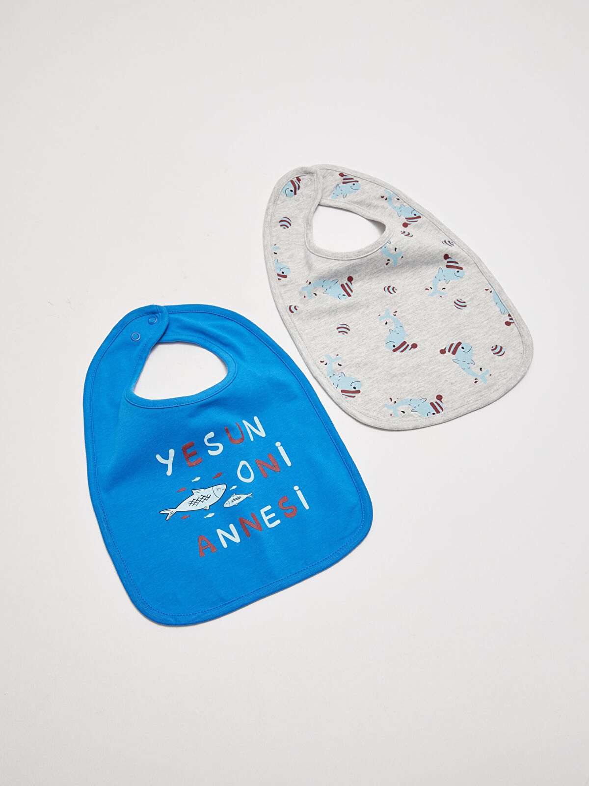 Baskılı Erkek Bebek Mama Önlüğü 2'li