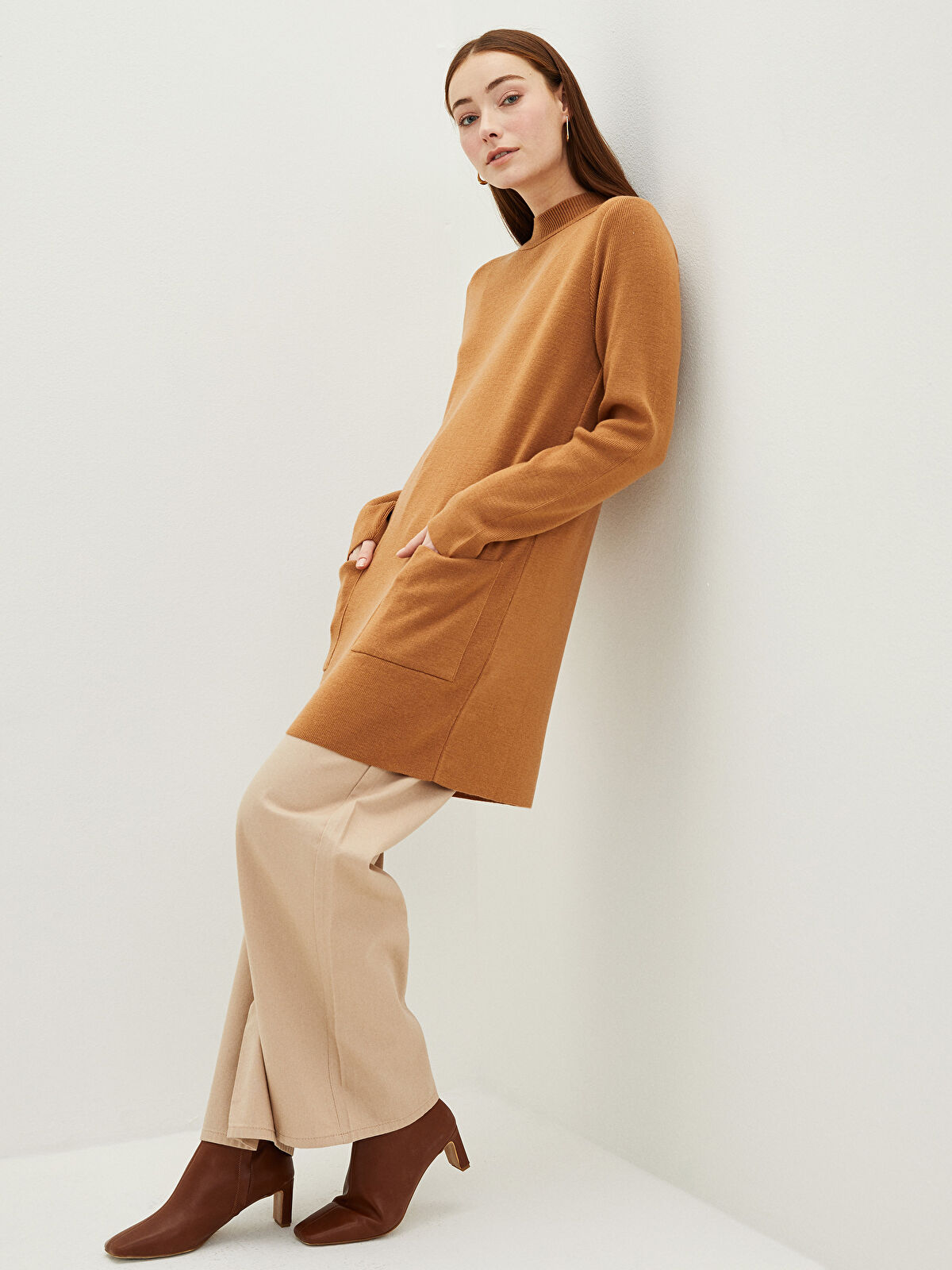 LCW CLASSIC Yarım Balıkçı Yaka Uzun Kollu Kadın Triko Tunik