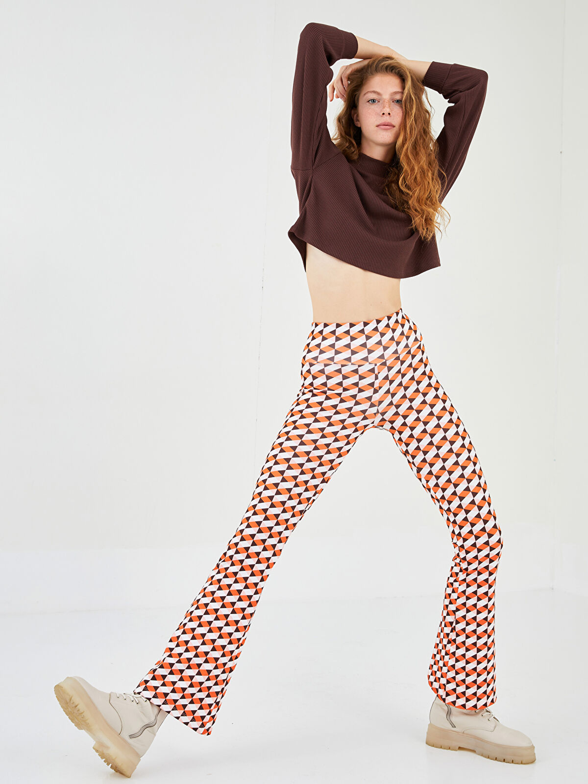 XSIDE Desenli İspanyol Paça Kadın Pantolon