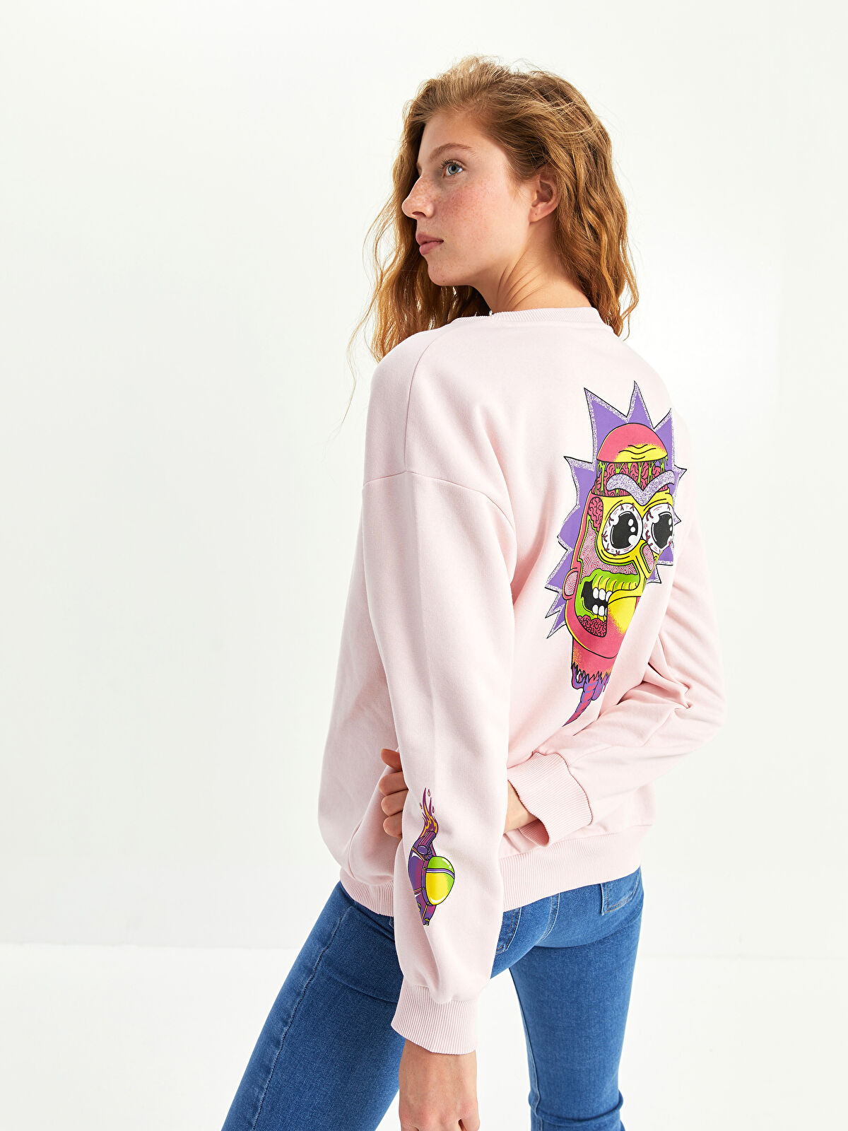 XSIDE Bisiklet Yaka Rick and Morty Baskılı Uzun Kollu Kadın Sweatshirt