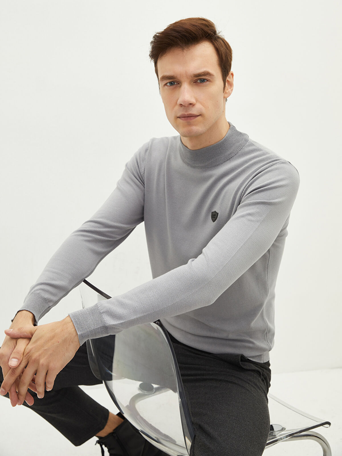 LCW BASIC Yarım Balıkçı Yaka Uzun Kollu Erkek Triko Kazak