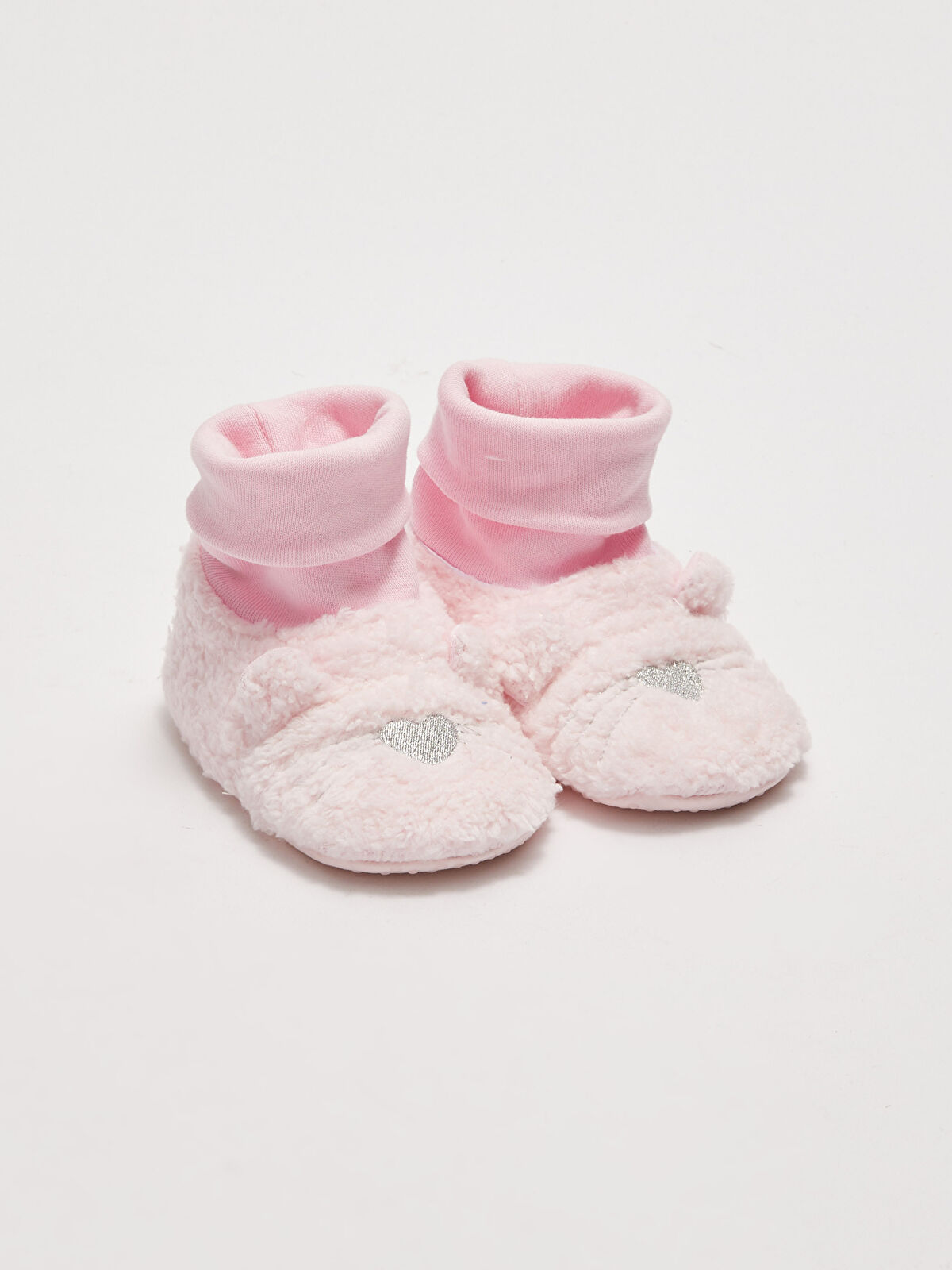 Nakışlı Detaylı Pelüş Kız Bebek Yürüme Öncesi Çoraplı Ev Ayakkabısı