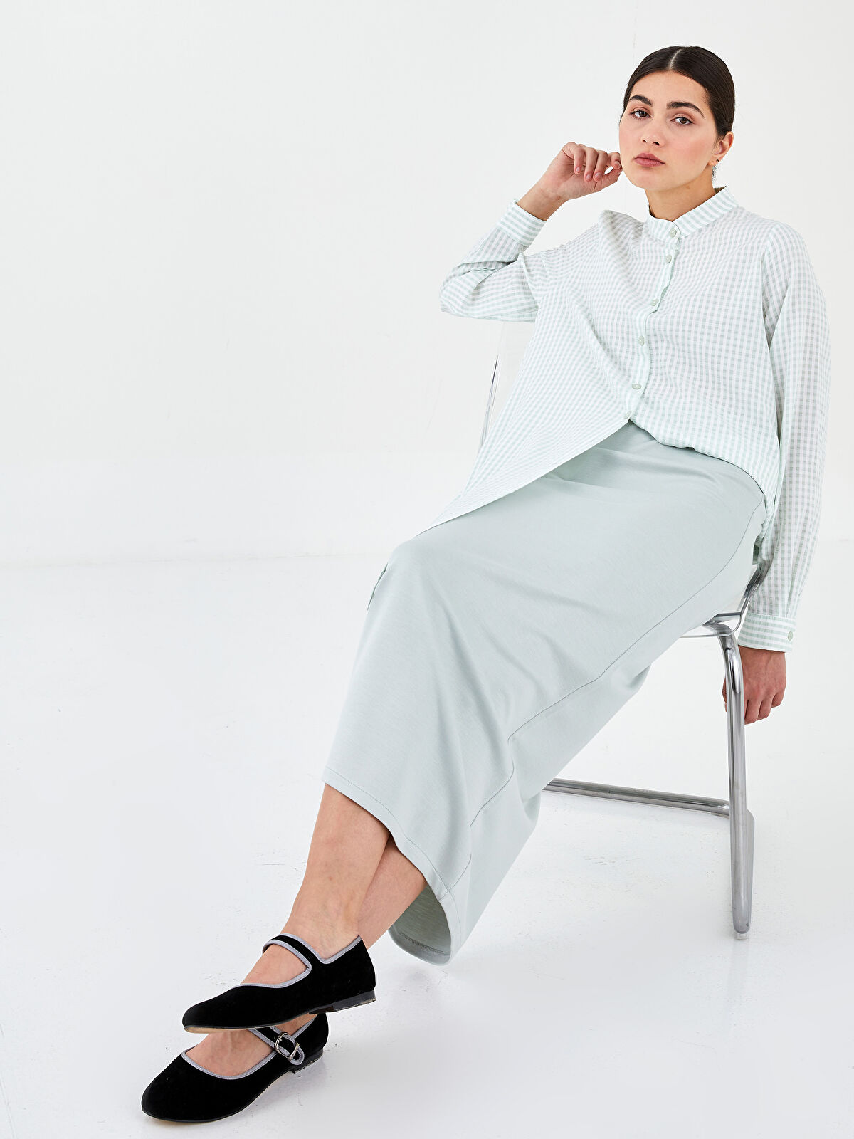 QOOQ STORE Beli Lastikli Düz Kadın Etek QOOQ STORE Beli Lastikli Düz Kadın Etek