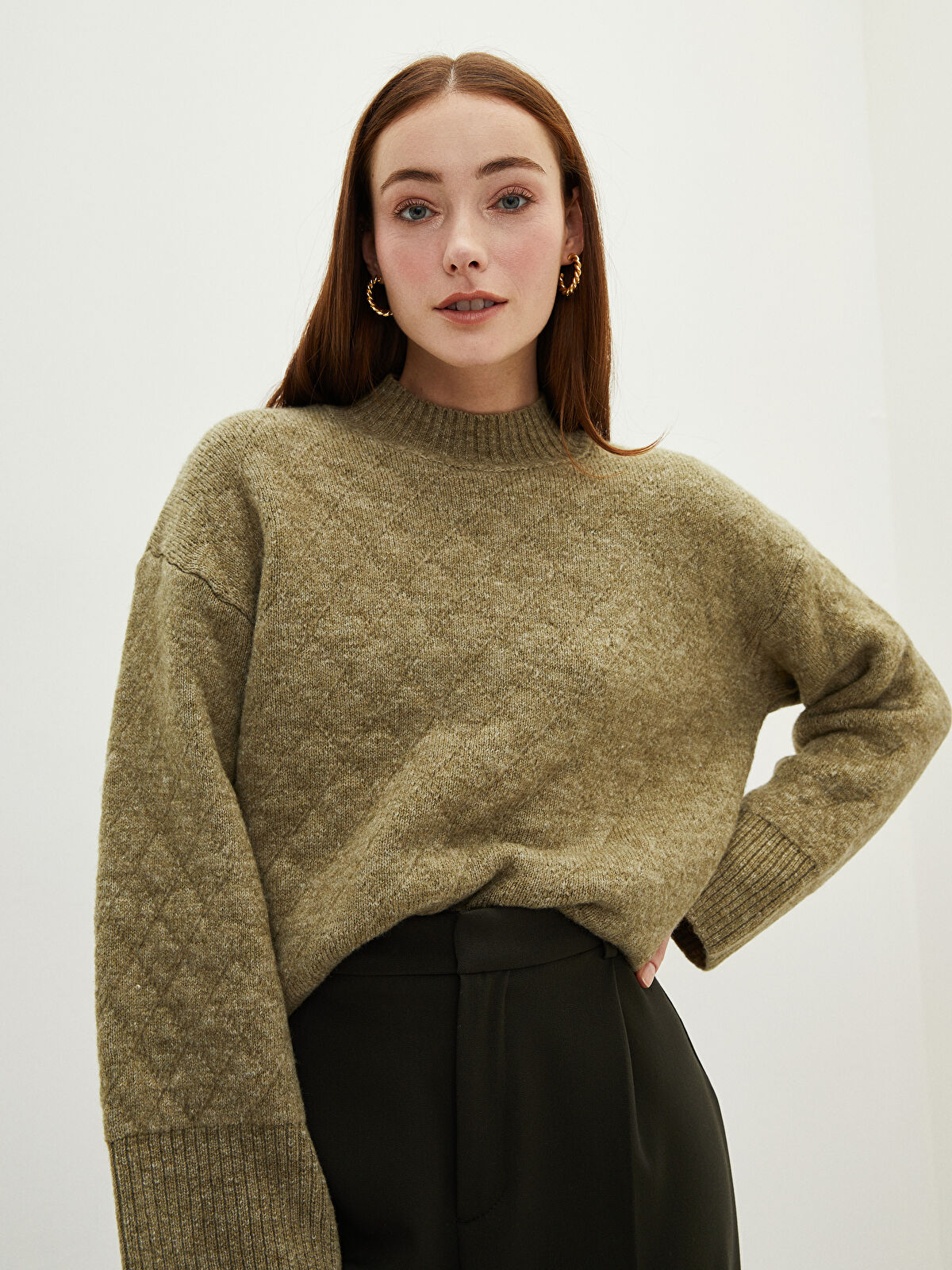 LCW CLASSIC Yarım Balıkçı Yaka Düz Uzun Kollu Kadın Triko Kazak