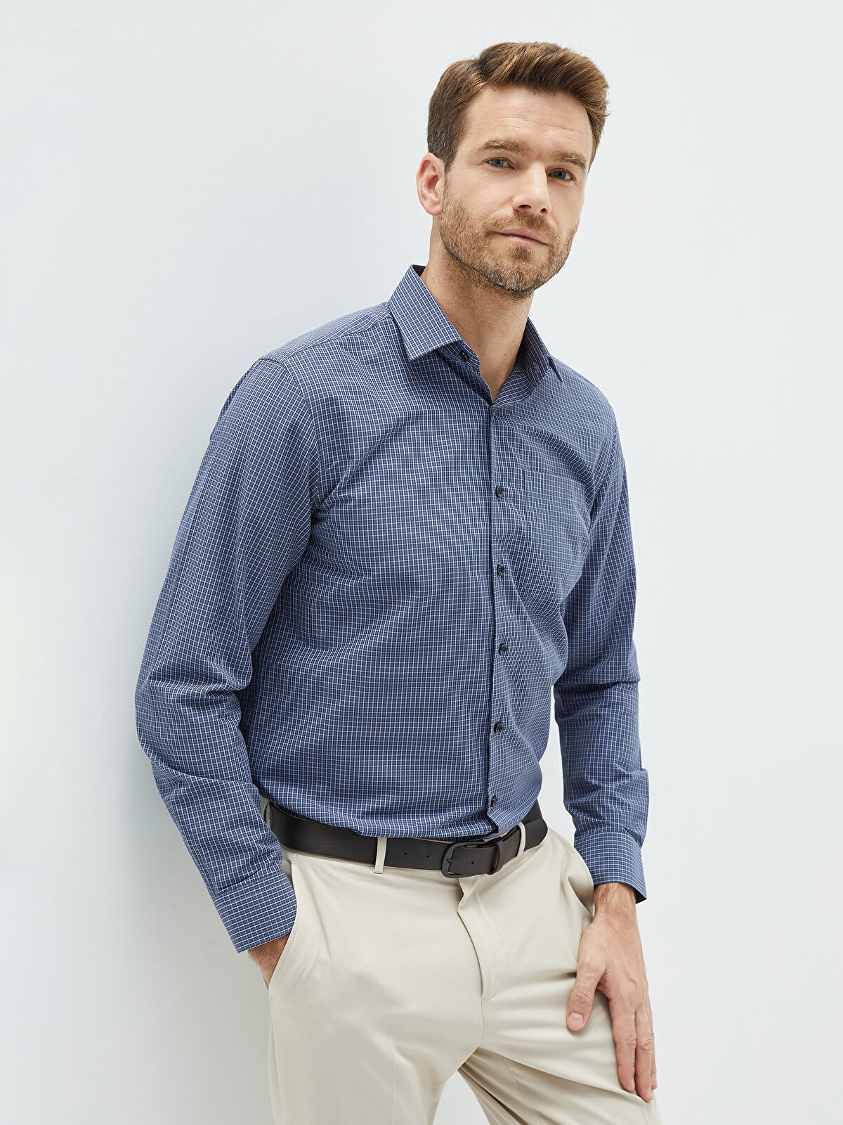 LCW FORMAL Regular Fit Uzun Kollu Ekose Poplin Erkek Gömlek