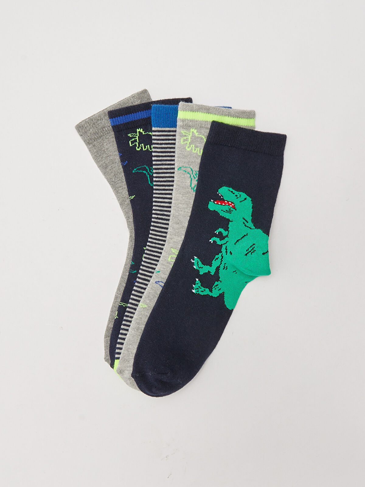Dinozor Desenli Erkek Çocuk Soket Çorap 5'li