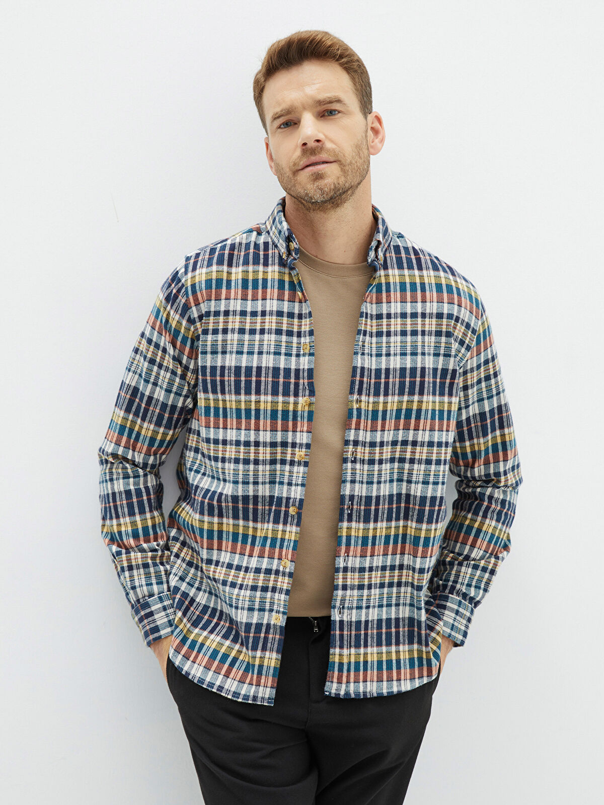 LCW CLASSIC Regular Fit Uzun Kollu Ekose Erkek Oduncu Gömlek Ceket